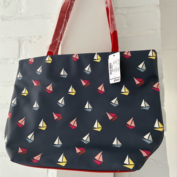 CJ Banks | Bags | Nwt Christopher Banks Sailboat Patterned Tote Bag Red ...